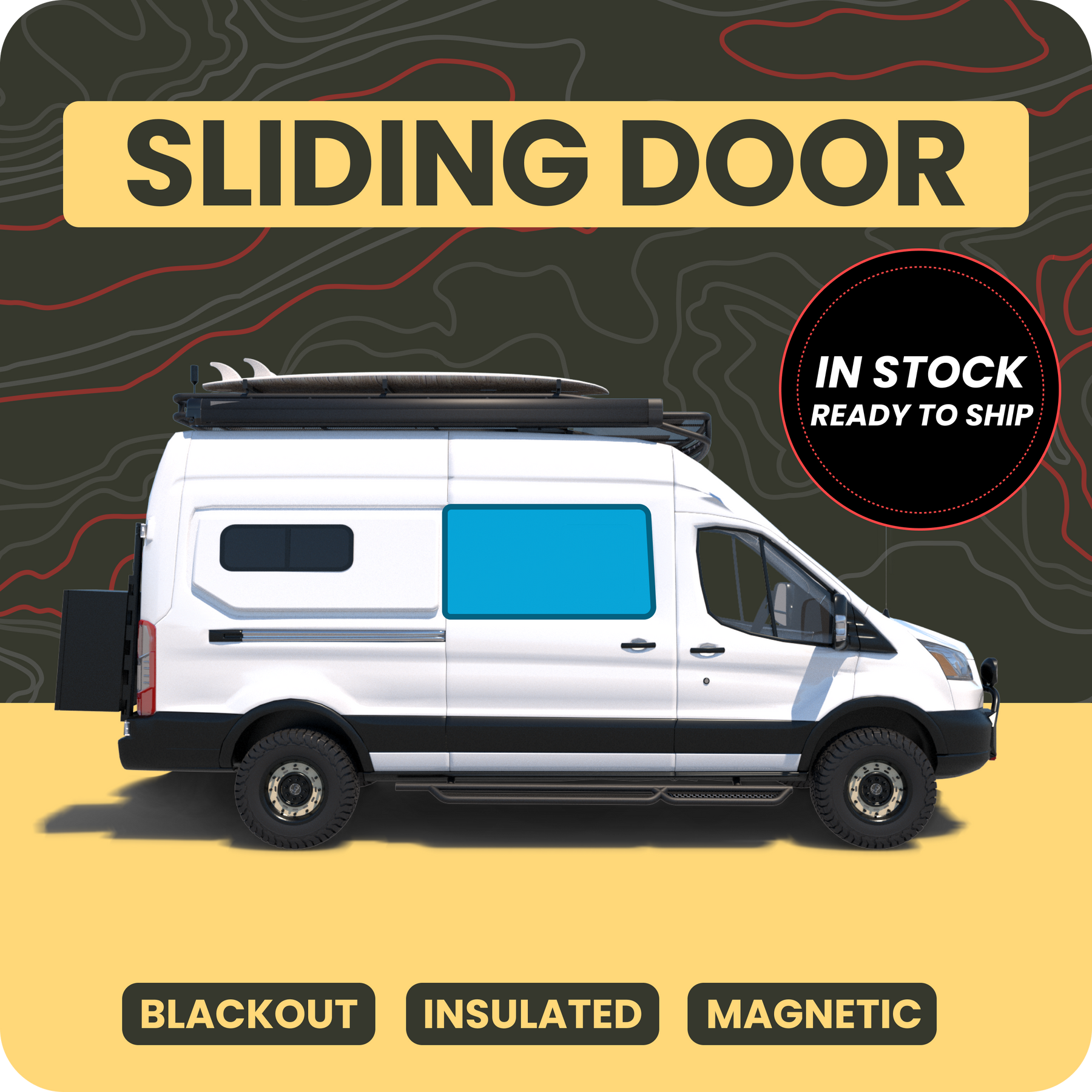 Wanderful - Transit Sliding Door Window Cover – Curious Campervans